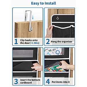 JARLINK 5-shelf Over Door Organizer Storage, Upgrade Hanging Storage with Clear Window, 50 lbs Load Storage Organizer for Bedroom, Bathroom, Nursery, Baby Kids Toys, Diapers, Pantry, Black