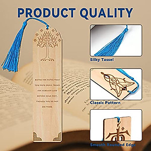 10 Pieces Bookmark Wooden Bookmark Craft, Lord of Rings Themed Hobbits Bookmarks Set with Silk Tassel, Handmade Wooden Carving Book Mark for Women Men Teens