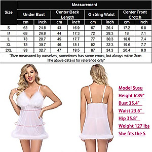 Avidlove Sexy Lingerie for Women Naughty Christmas Babydoll Dress Lace Chemise Sleepwear White