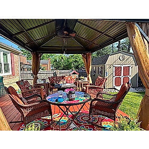 YOLENY 10' x 13' Hardtop Gazebo with Galvanized Steel Double Roof, Pergolas Aluminum Frame, Netting and Curtains Included, Metal Outdoor Gazebos for Garden, Patios, Lawns, Parties