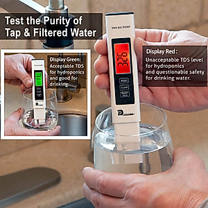 PH Meter, Digital 4 in 1 PH EC TDS Temp Meter for Water Hydroponics, Waterproof DWC PH and EC PPM Water Tester with Backlit for Nutrients Growing,Pool,Indoor Garden, Home Brewing, Aquarium, Hot Tub