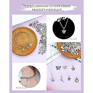Wholesale Bulk Lots Jewelry Making Silver Charms Mixed Smooth Tibetan Silver Metal Charms Pendants DIY for Necklace Bracelet Jewelry Making and Crafting, JIALEEY 100 PCS