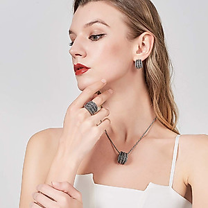 Mytys Marcasite Rings for Women Retro Black Onyx Cocktail Band Ring Statement Rings for Women (marcasite size 8)