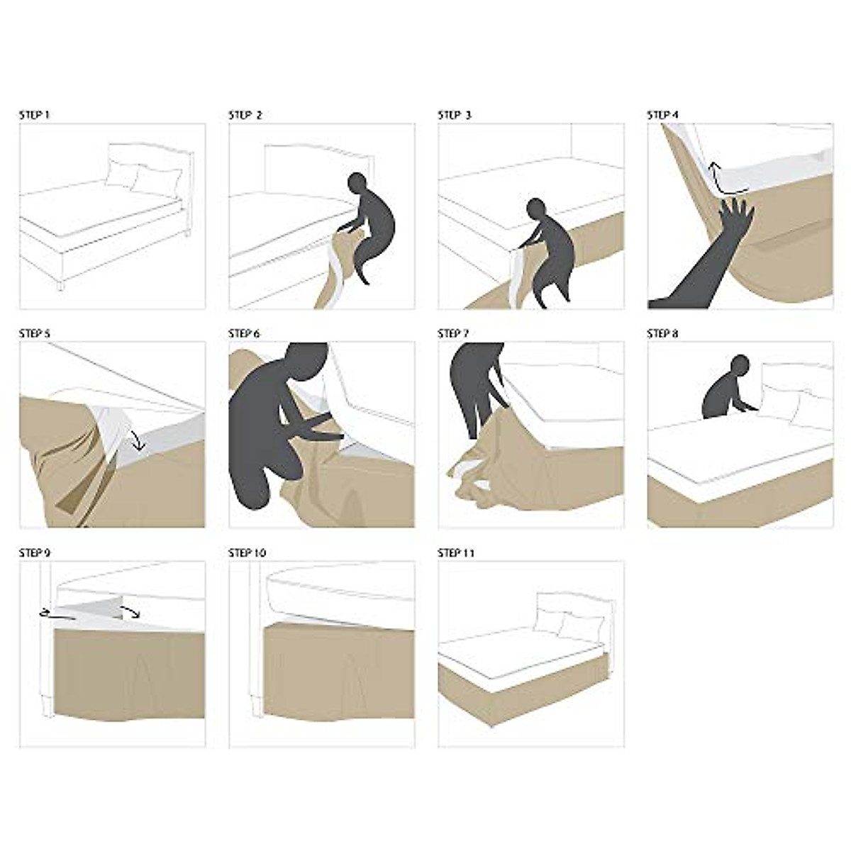 Madison Park Simple Fit Bedskirt, 6" W x 236" L + 26" D, White