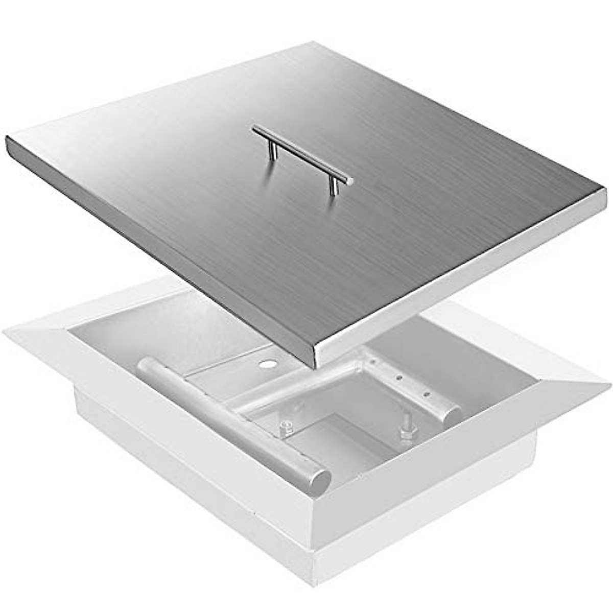 VBENLEM Fire Pit Lid 27 x 27 Inch 1.5mm Thick 430 Stainless Steel Fire Pit Burner Cover Square Fire Pit Lid for Drop-in Fire Pit Pan