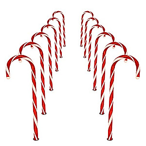 Joiedomi 12 Sets Christmas Candy Cane Pathway Markers Lights, 12” Christmas Stakes Lights, Outdoor Christmas Decorations Lights for Holiday Xmas Indoor Yard Patio Garden Walkway