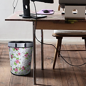 BESPORTBLE Large Laundry Hamper Trash Can Wastebasket Flower Garbage Bin for Bathroom Kitchen Bedroom Office Holds Trash Waste Garbage Recycling 6L Stainless Steel Trashcan