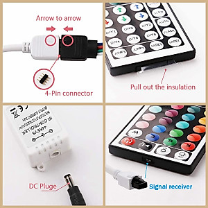 SNKIZN 44 Key Wireless IR Remote Controller, Rectifier Control Box,DC 12V 3A Power Supply Adapter，Replacement Control for SMD 5050 3528 2835 RGB LED Strip Lights
