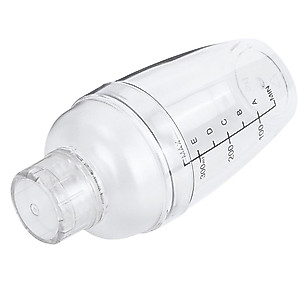 Maxmartt 1PC 350ml Plastic Cocktail Shaker with Scale and Strainer Top Clear Plastic Cocktail Shaker Bottle Wine Mixer Milk Juice Shaker Proffesional Bar Tool Best Gift for Beginner