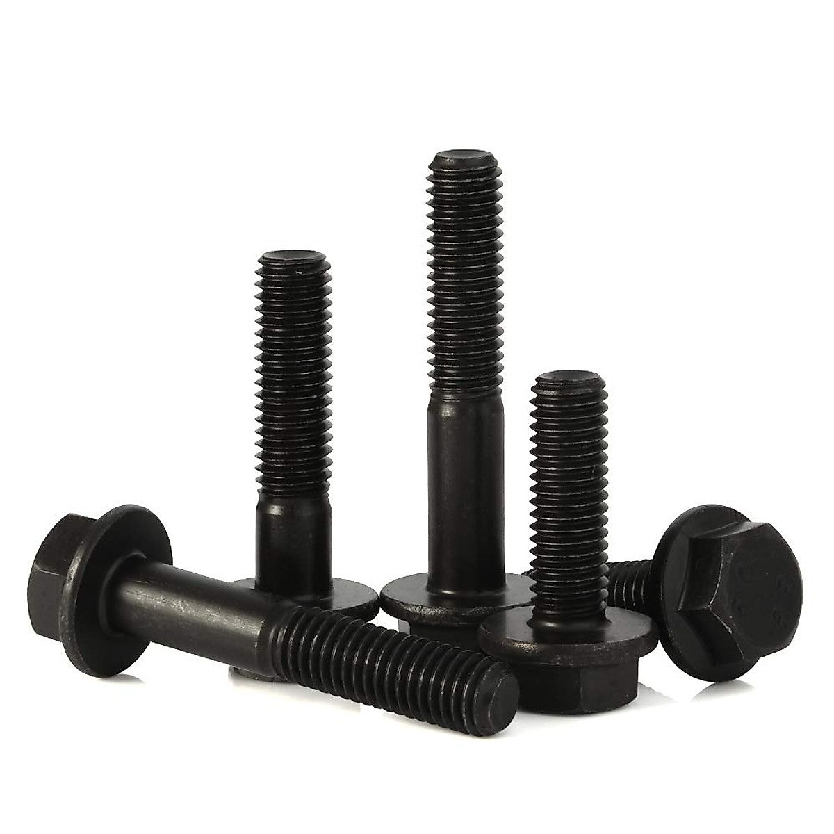 M8 x 20mm Flanged Hex Head Bolts Flange Hexagon Screws, Full Thread, Alloy Steel, Black Oxide Finish, Quantity 20