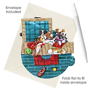 Santoro Pirouette, 3D Pop Up Greeting Card - Puppies In A Basket - Dog And Puppy Birthday Card For Her, Him, Kids, Daughter, Son