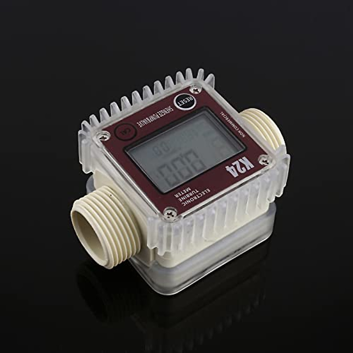 Fuel Flow Meter K24 Turbine Digital Fuel Flowmeter with LCD Display for Chemicals Liquid Water Red