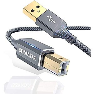 AkoaDa USB 2.0 Printer Cable 15ft, USB Type A Male to B Male Printer Scanner Cord High Speed Compatible with HP, Canon, Dell, Epson, Lexmark, Xerox, Samsung and More