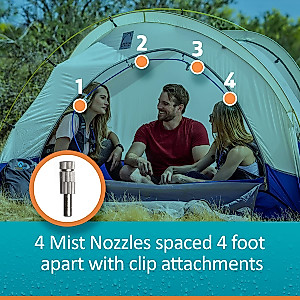 EXTREMEMIST Portable Misting System - 4 Mist Nozzles | Easy to Setup | 16 ft. Mist Line for Outdoor Patios, Golf Carts, Greenhouses, Canopy, Decks & More