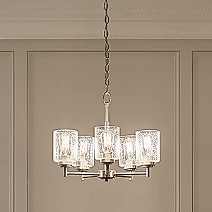 Kichler Winslow 19.75" Chandelier in Brushed Nickel, 5-Light Chandelier for Dining Room, Living Room, or Bedroom, Clear Seeded Glass, (19.75" W x 16" H), 44030NI