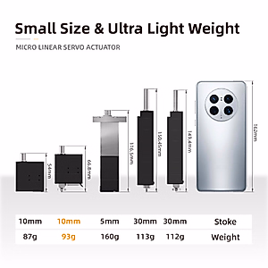 BLASF10-C142 Micro Linear Servo Actuator with Force Sensor(33.7lbs,10mm), High Precision 0.01mm, 5-8mm/s,Coreless Brushless 12V DC Motor,Planetary Roller Screw-for Robotics, Industrial Automation