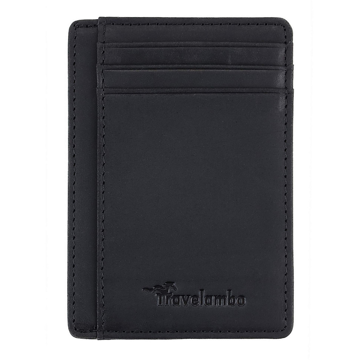 Travelambo Slim Wallet Front Pocket Minimalist Leather RFID Blocking Medium Size