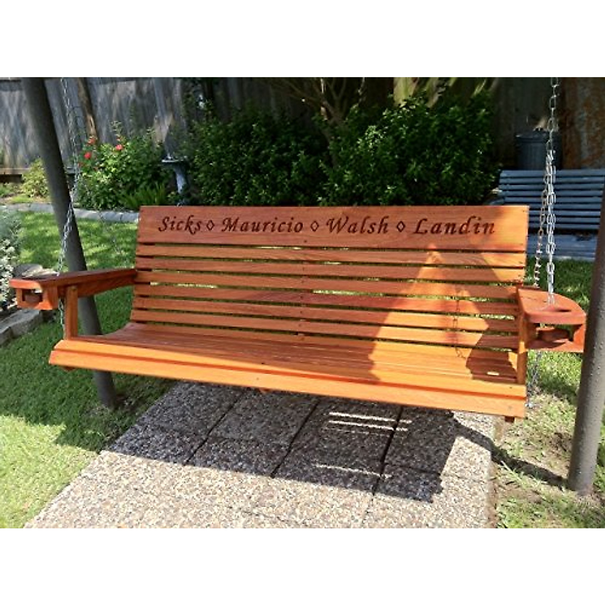 5 Ft Cypress Porch Swing with Custom Engraving
