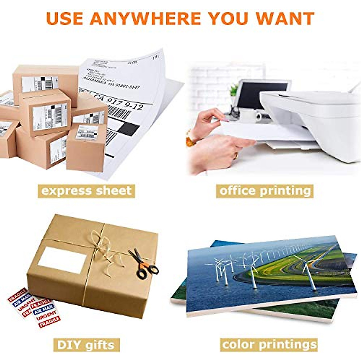 iMustech 65 Sheets Glossy Sticker Paper, A4 Self Adhesive Label Paper for Inkjet and Laser Printers