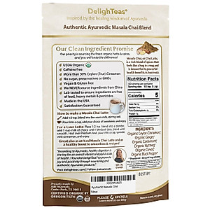 DelighTeas Organic Masala Chai Powder and Herbal Coffee Bundle - Caffeine Free, Unsweetened, Vegan, Keto, USDA Organic