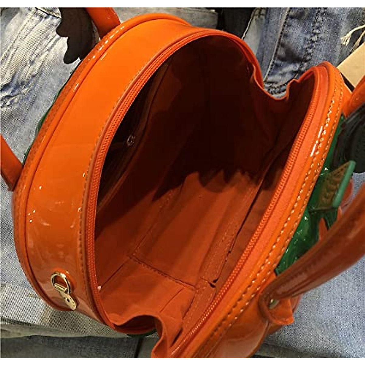 QZUnique Pumpkin Shoulder Bag 3D Glossy PU Purses Halloween Novelty Crossbody Bag holiday Party Gift Candy Bag