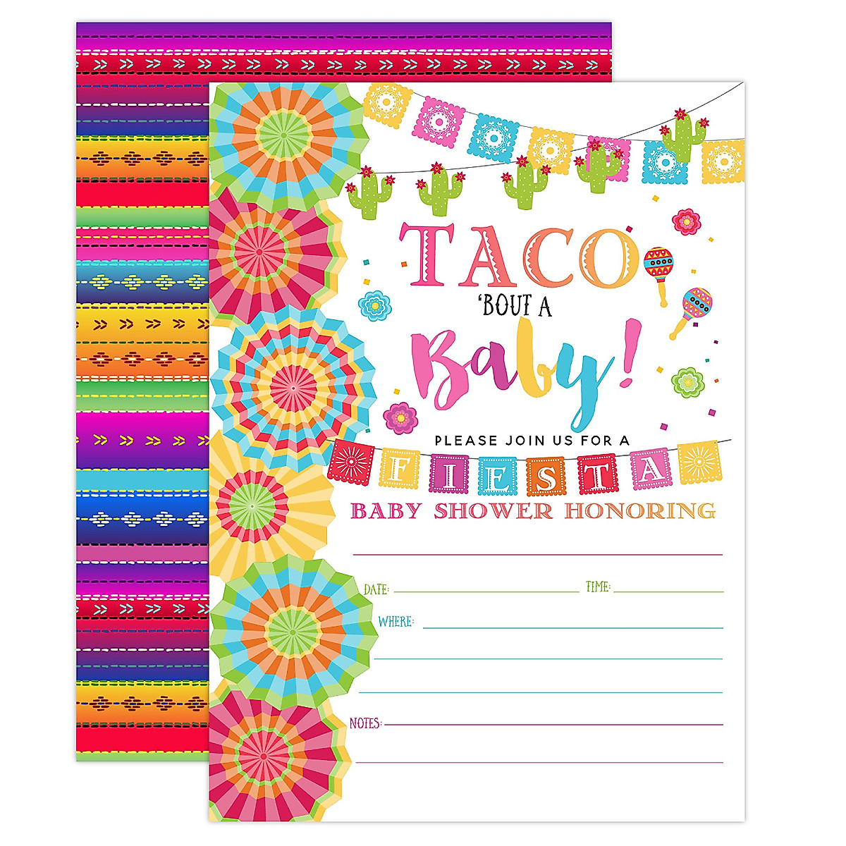 Your Main Event Prints Fiesta Baby Shower Invitation - Taco Baby Shower - Taco Bout A Baby Shower Invite - Fiesta Invitation - 20 Fill-in Invitations - Envelopes Not Included