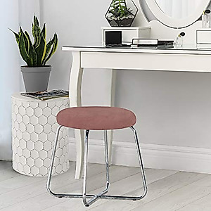 Hillsdale Round Backless Metal Vanity Stool with Upholstered Seat, Pink, 51111