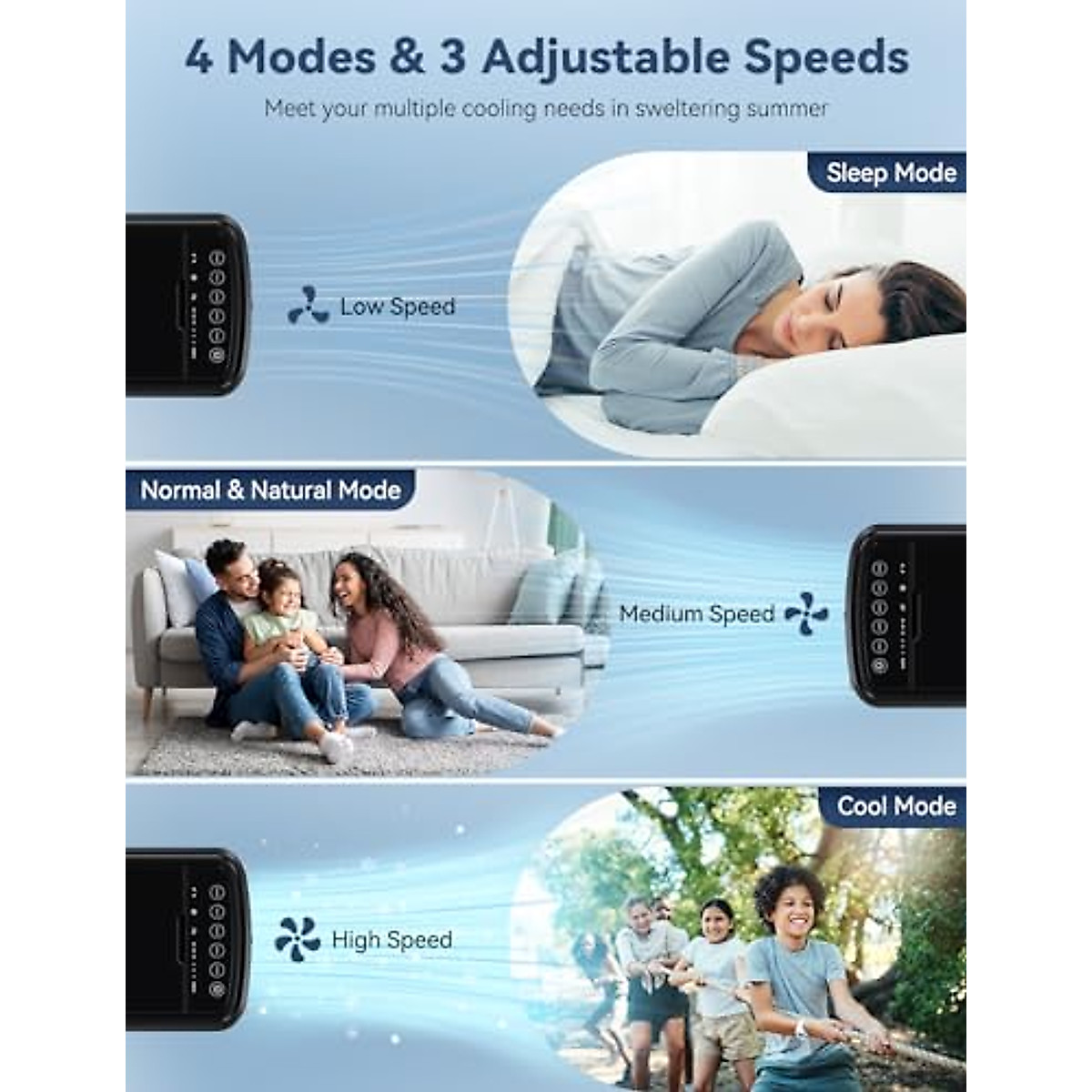 3-IN-1 TEMEIKE Swamp Cooler Air Conditioner, Evaporative Air Cooler w/ 4 Modes & 3 Speeds, 12H Timer & Remote & Dual Water Tank, 65° Oscillating Air Conditioner Portable for Bedroom