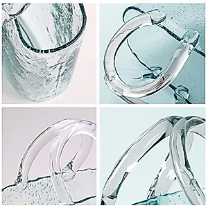 Purse Vase for Flowers, Glass Vase, Fish Bowl with Bubble, Handbag Shape Clear Vase, 10.6 inch Vase for Flowers, Plant Vase for Christmas, Birthday Gift, Table Decor-Light Blue