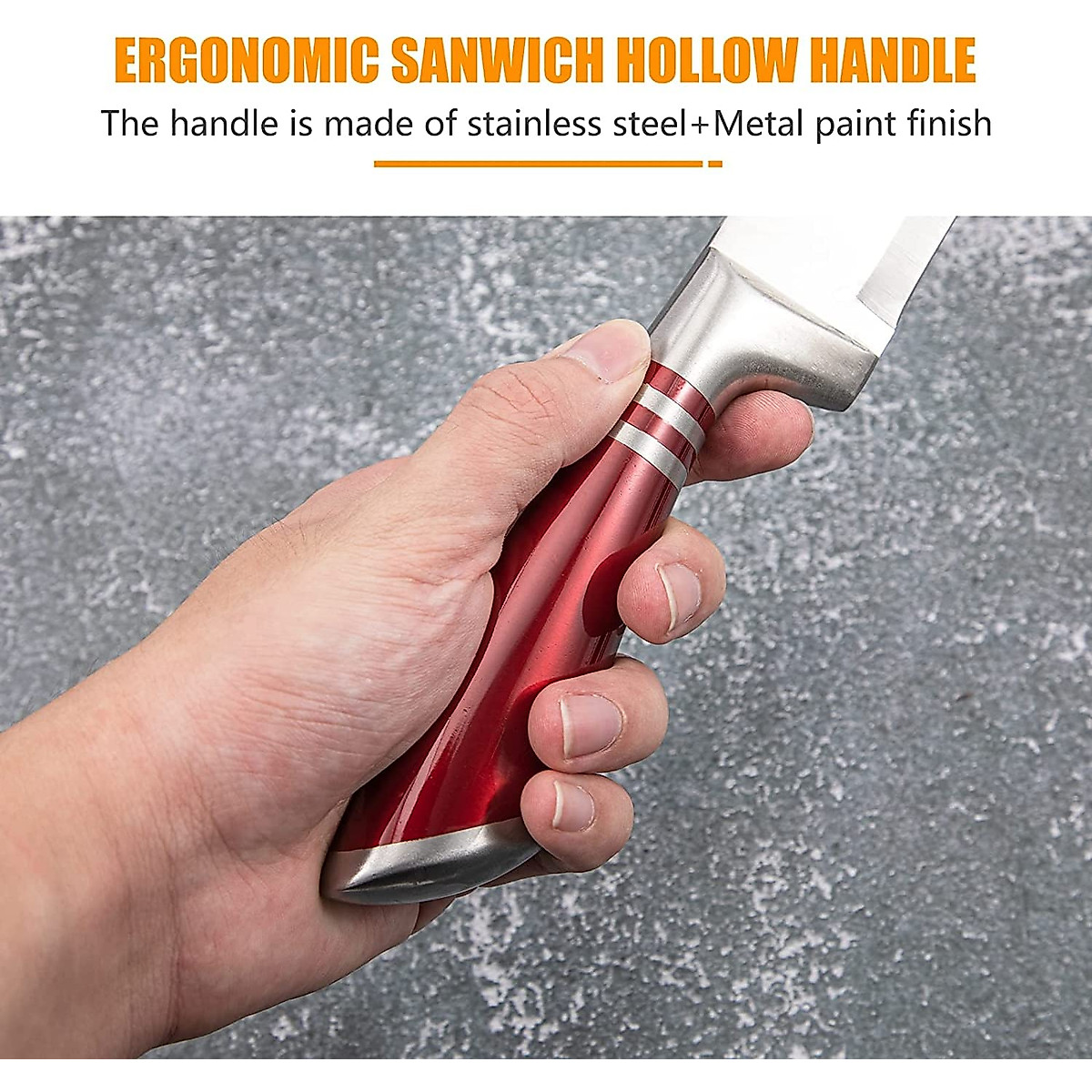 Kitchen Knife Set, 9-Piece Red Knife Set with Acrylic Block, Non Stick Sharp High Carbon Stainless Steel Chef Knife Set with Sharpener for Kitchen Cutting Kitchen Gifts for Women