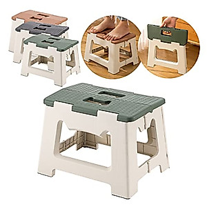 Folding Step Stool, Foldable Foot Stool with 9 Inch Height - Holds Up to 330 lbs - Lightweight Plastic Foldable Step Stool for Kids, Kitchen, Bathroom & Living Room (Green)
