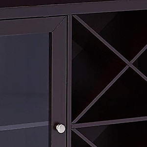Kings Brand Furniture Wine Rack Bar Cabinet, Kitchen Sideboard and Buffet Table with Storage for Dining, Living Room, Espresso