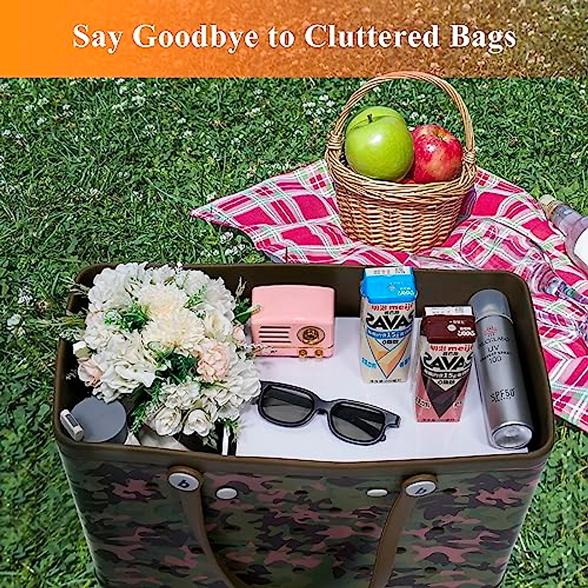 UQOOQFA Set of 2 Divider Tray for Bogg Bag Accessories for Bogg Bags Help with Organizing Your Bogg Bag and Divide Space Accessories (White)