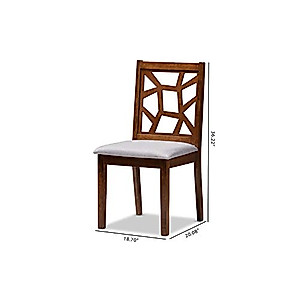Baxton Studio Abilene Mid-Century Grey Fabric Upholstered and Walnut Brown Finished Dining Chair