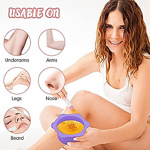 Winceed 2pcs Silicone Wax Warmer Bowl, Reusable Wax Warmer Silicone Liner with 2pcs Spatulas, Wax Pot Silicone Bowl Replacement Fit for 16oz Waxing Kit (Purple+Pink)