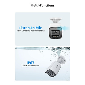 ANNKE H800 4K PoE Security Camera System, 12MP 8CH H.265+ NVR with 2TB Hard Drive for 7/24 Recording, AI Human/Vehicle Detection, 4x8MP Outdoor Bullet IP Cam, 4mm Lens, IP67, Built-in Mic&SD Card Slot