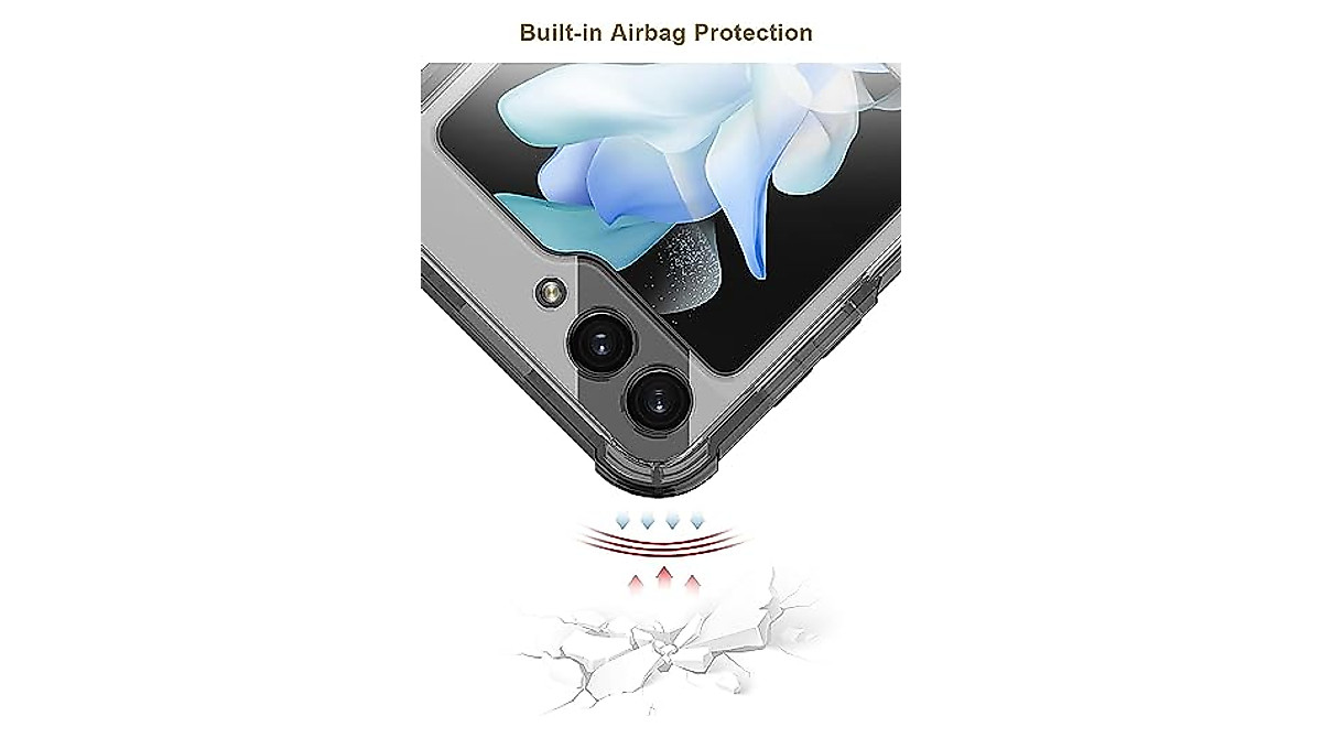 TECHY Samsung Z Flip 5 Case with Ring Stand - Clear Blue