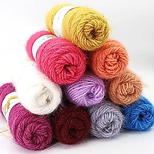 3 Balls Wool Yarn for Knitting - Soft Fluffy Crochet Wool Yarn Lightweight Knitting Wool Yarn for DIY Knitting Crafts Hats Sweater Scarf, 75g/Ball
