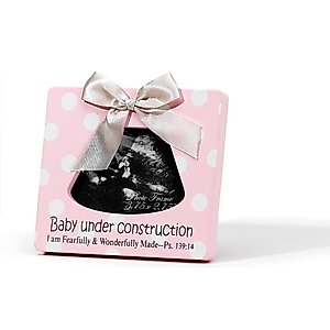 Dicksons Boy Under Construction Psalm 139:14 Blue Polka Dot 4.5 x 5 MDF Sonogram Photo Frame Sign Plaque