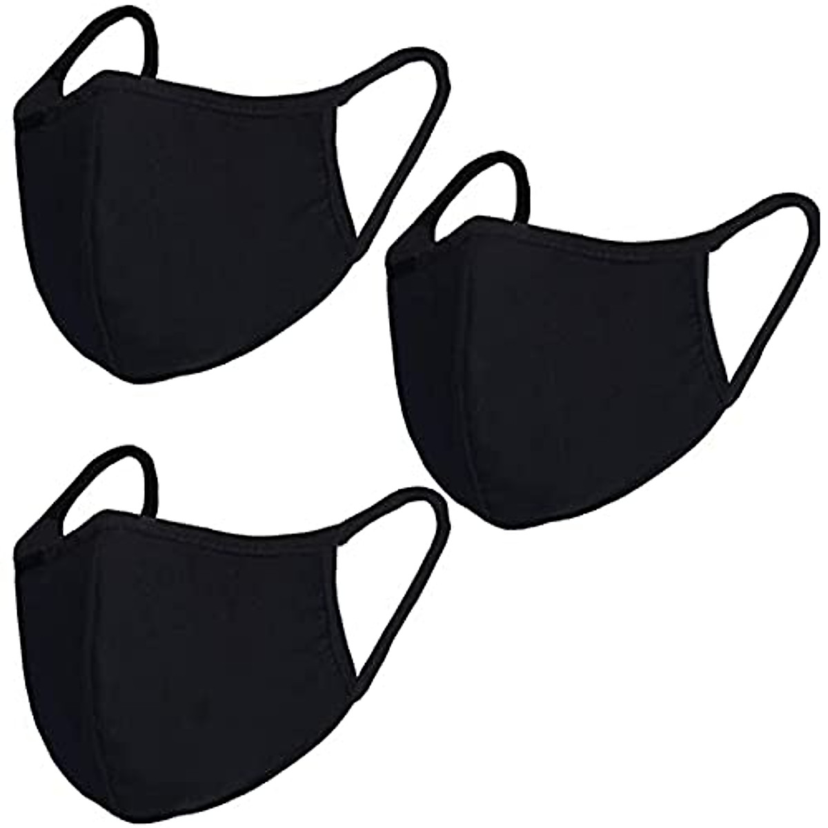 Pack 3 Dust Mouth Mask - All Cotton - Reusable Cloth Comfy Breathable Material Black Pack 3pcs