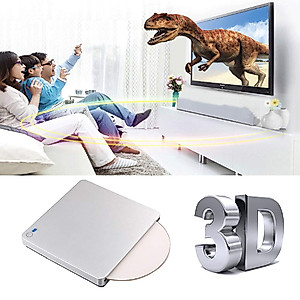 External 3D Blu Ray DVD Drive, USB 3.0 and Type-C Blu Ray CD DVD Drive Player Ultra Slim Slot-in CD DVD Burner with Smart Touch Compatible with Windows XP/7/8/10, Mac OS for MacBook, Laptop, PC