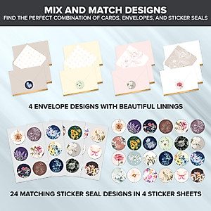 Decorably Assorted Cards with Envelopes & Stickers - 24 Pack Assorted Sympathy Cards with Envelopes, Printed Message Inside Sympathy Cards Assortment Box with Envelopes, 6x4in Pack of Sympathy Cards