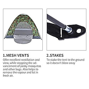 3-4 Person Camping Tent Waterproof Pop-Up Outdoor Sports Tent with Carrying Bag UV Protect Sun Shelter Army Camouflage Print for Outdoor Travel Picnic Hiking Climbing Fishing