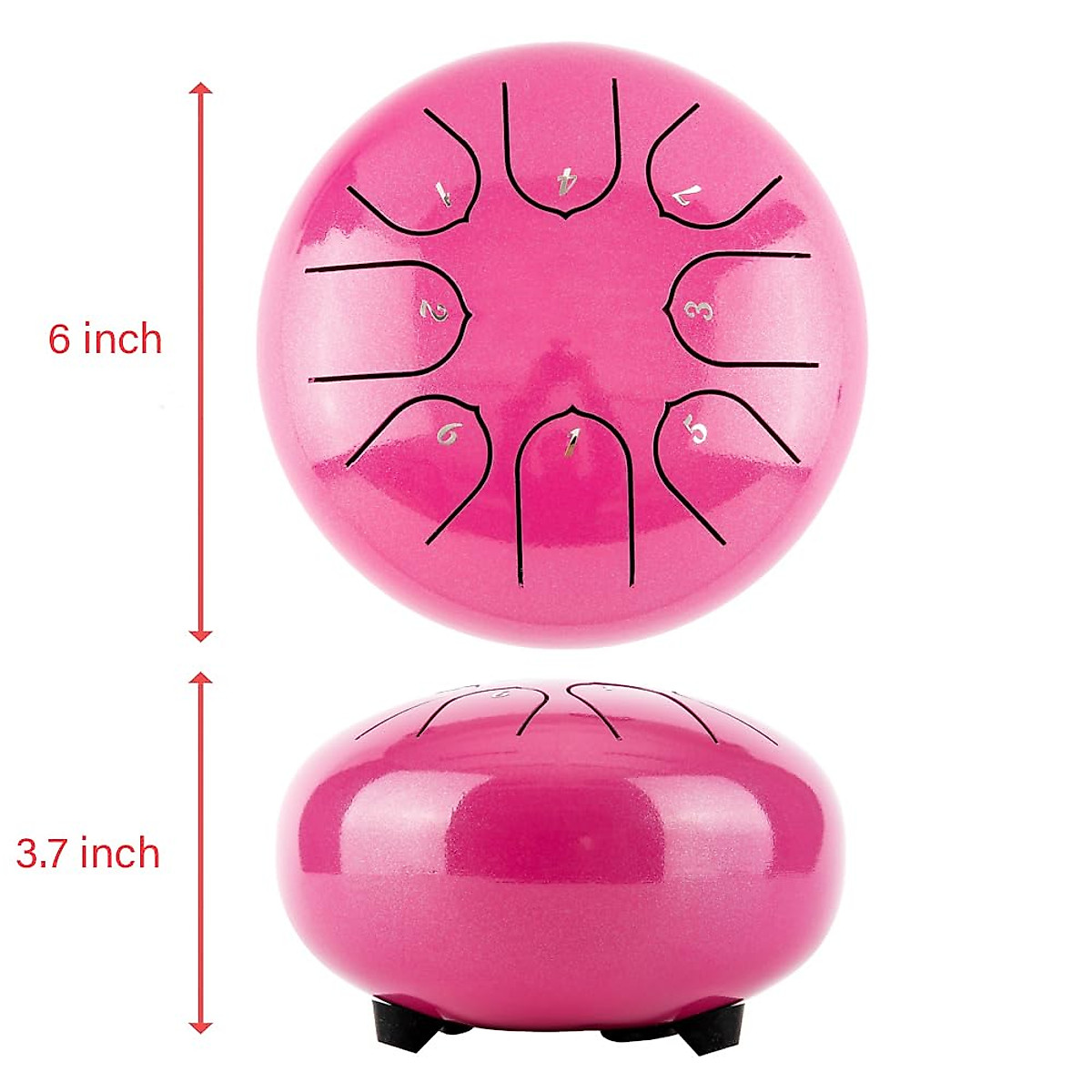 Steel Tongue Drum, Tongue Drum 6 Inch 8 Notes Hand Pan Drum C Key Meditation Drum Percussion Instrument with Bag, 2 Drumsticks, Finger Picks for Adults Kids Beginner - Pink
