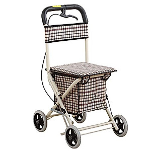 Walker with Seat and Wheels Rollators 4 Wheel with Seat Folding Lightweight Walking Aids Mobility Walkers with Padded Seat,Lockable Brakes and Carry Bag,Adjustable Height Gift for Mom Dad