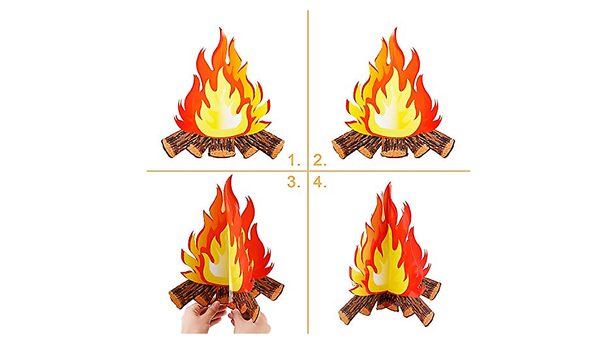 6-Pack 3D Fake Campfire Torches for Party & Events | Tatuo