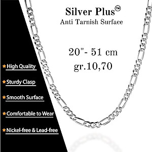 QUADRI - Certified Made in Italy 925 Sterling Silver 5mm Figaro Link Chain Necklace 20 Inchs