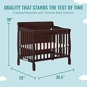 Dream On Me Alice 3-in-1 Full Panel Convertible Mini Crib, Espresso, Greenguard Gold Certified, 720 Oz