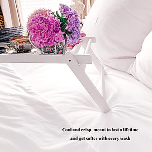 THOMAS LEE Queen Size Percale Cotton Sheet Set | White | 500 Thread-Count | US-Grown Supima Cotton Sheets