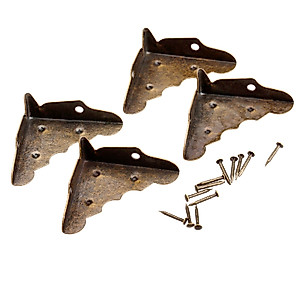 16Pcs Antique Brass Jewelry Box Corner Chest Corner Protector Guard Edge Cover-1.26"x1.26"x0.43"